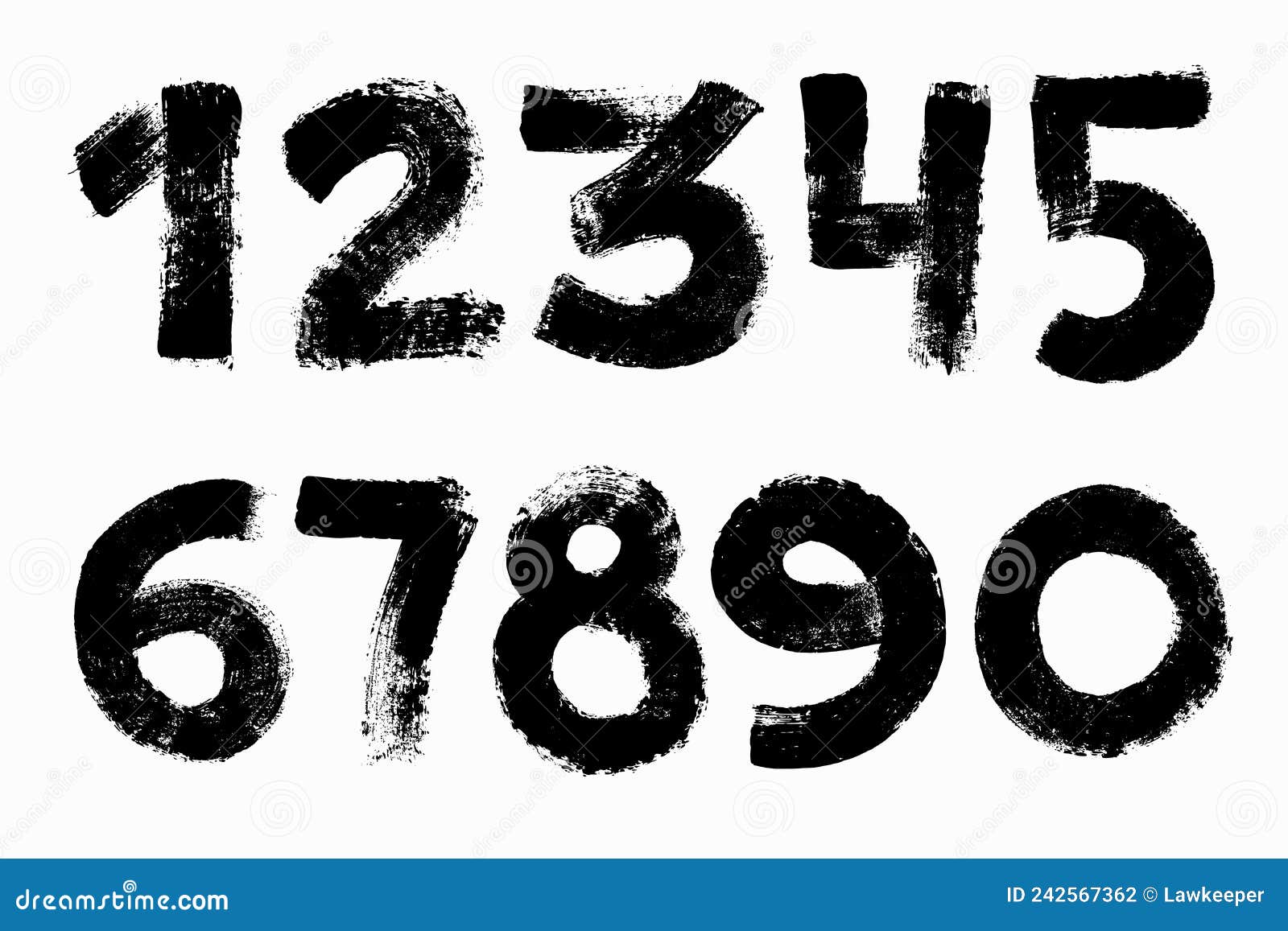 Brush painted numbers set stock vector. Illustration of figure - 242567362