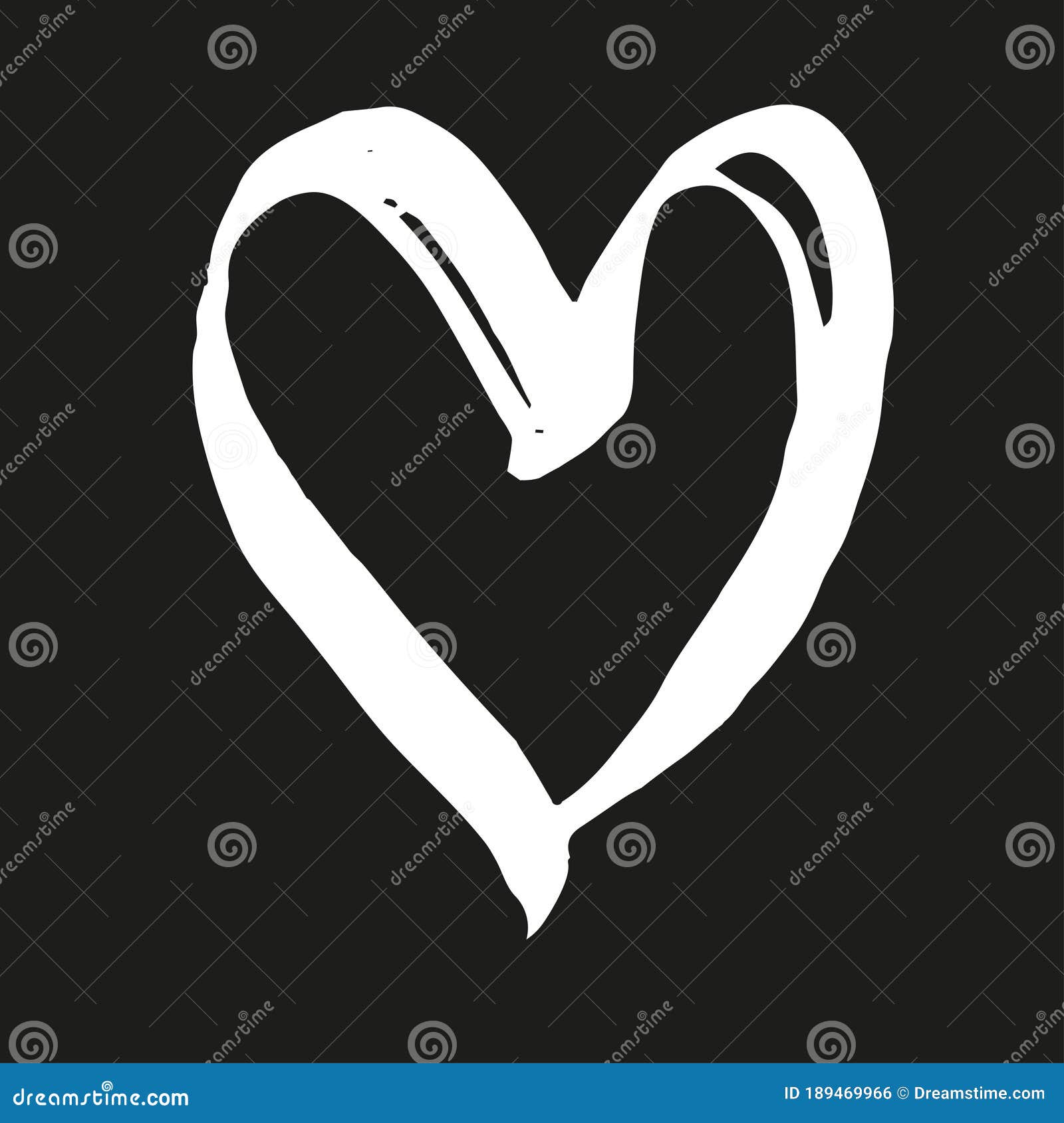 Brush Painted Vector Heart. Stock Vector - Illustration of brush, rough ...