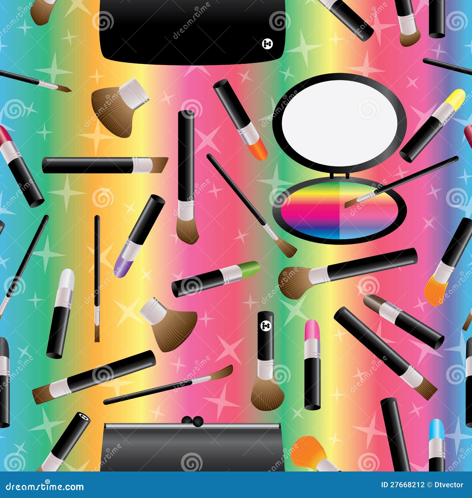 Brush Makeup Seamless Pattern_eps Stock Vector - Illustration of ...