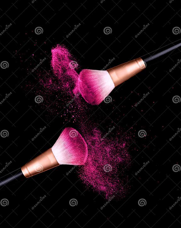 Brush and a Powder Spread Out Stock Image - Image of concept, blusher ...