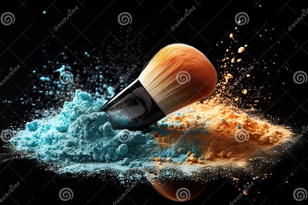 Brush and a Powder Spread Out Stock Illustration - Illustration of ...