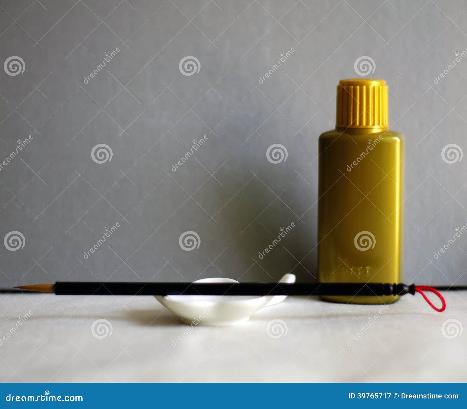 Brush and Prepared Chinese Ink Stock Image - Image of stationery ...