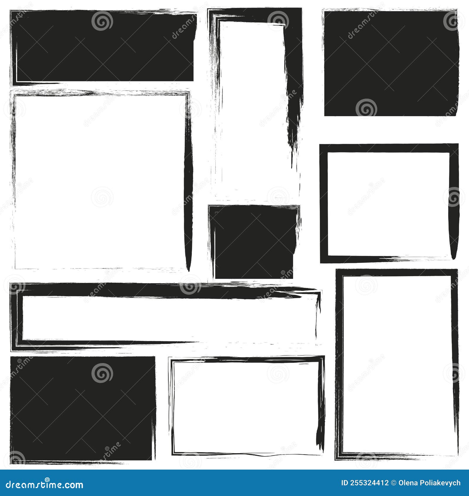 Brush Rectangles Frames. Edge Frame. Hand Drawn Style. Vector ...