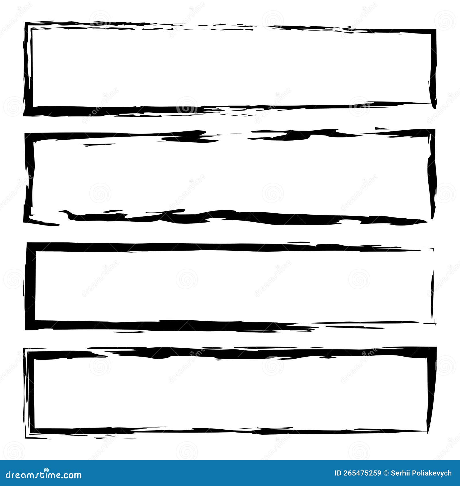 Brush Rectangles Frames. Ink Paint Brush Stain. Vector Illustration ...