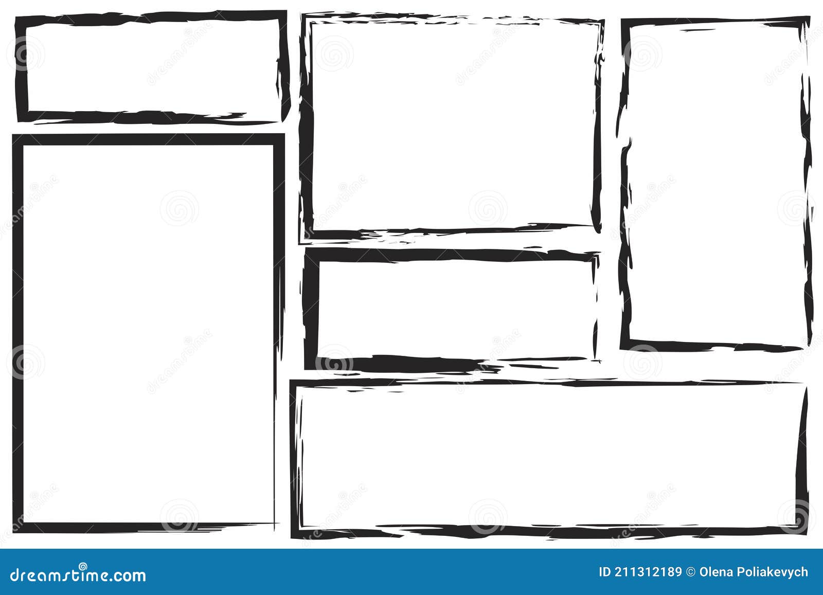 Brush Rectangles in Hand Drawn Style. Brush Stroke Vector Illustration ...