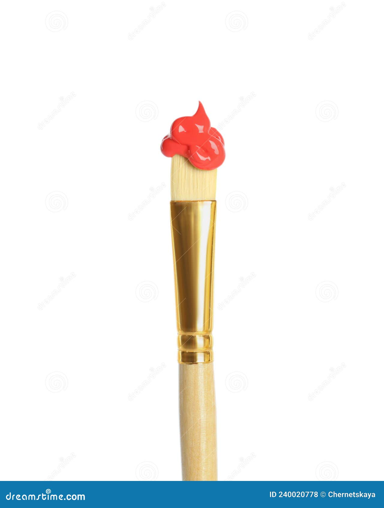 Brush with Red Paint Isolated on White Stock Photo - Image of paint ...