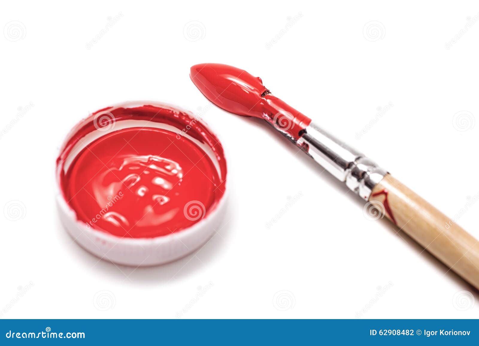 Brush and Red Paint Isolated Stock Photo - Image of brushes, wood: 62908482