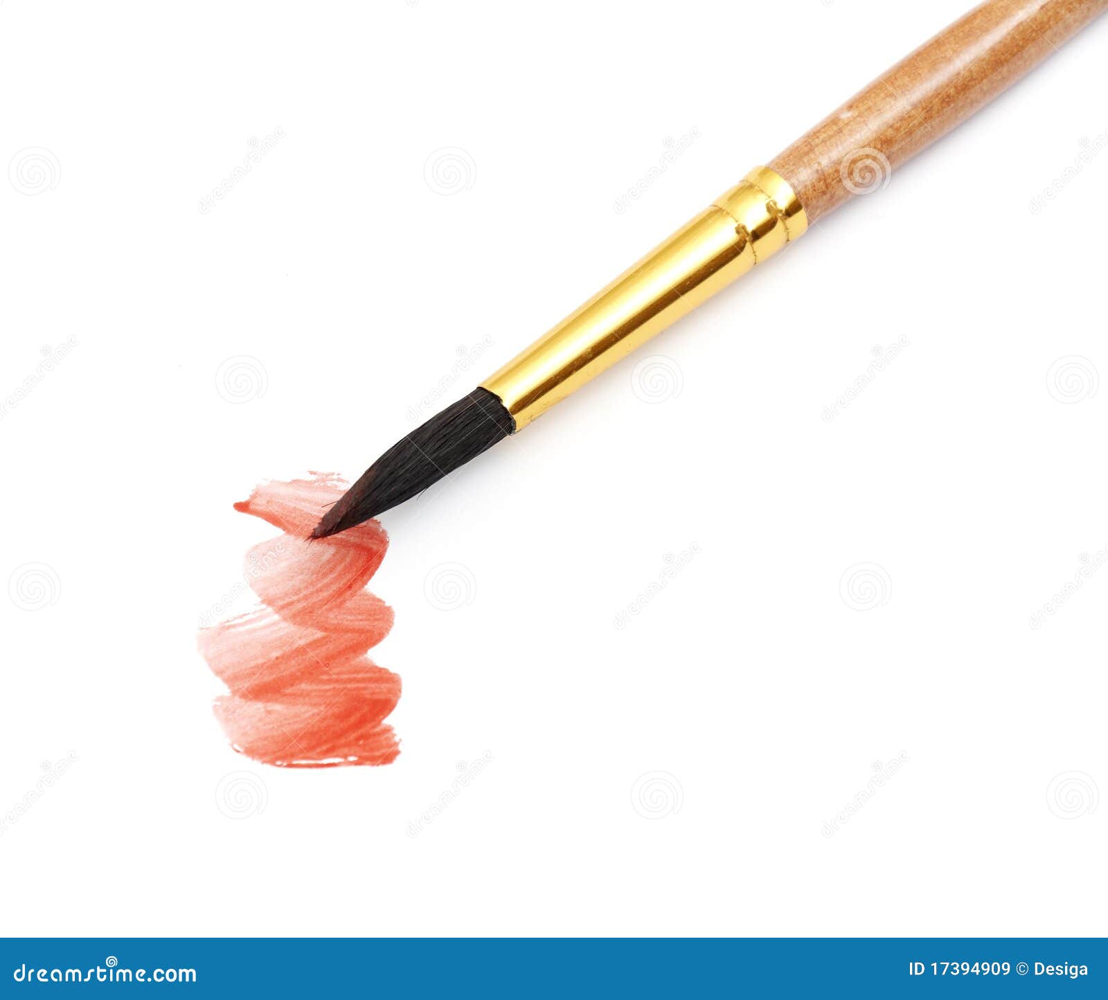 Brush with Red Paint Stroke and Stick Stock Image - Image of horizontal ...
