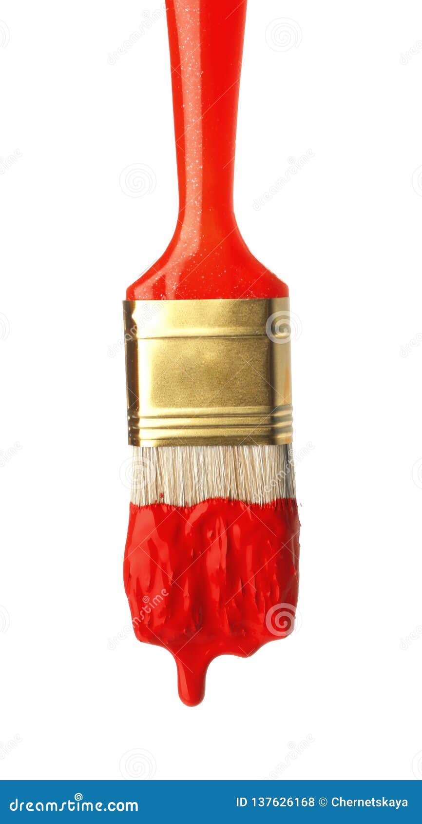 Brush with red paint stock photo. Image of craft, redecoration - 137626168