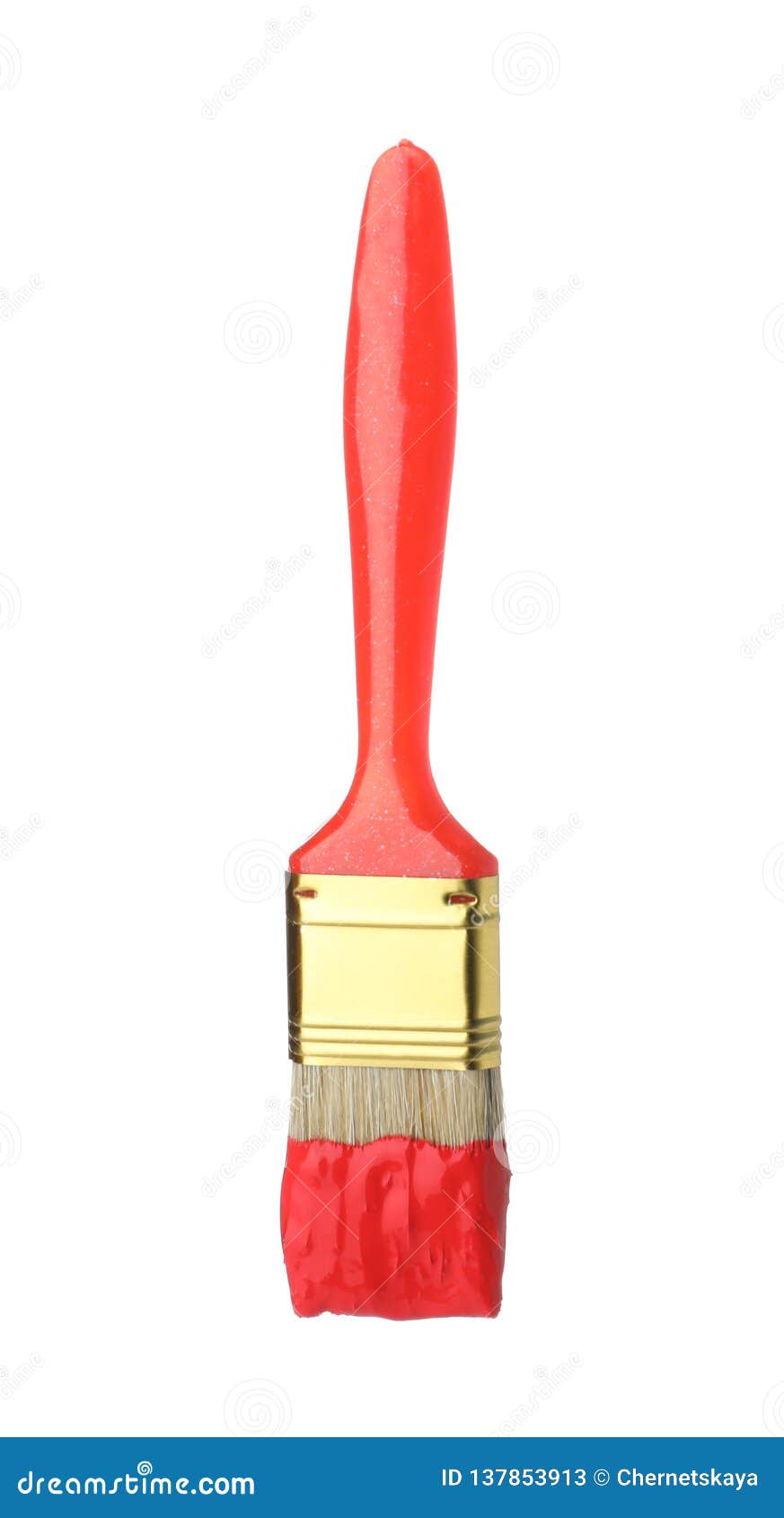Brush with Red Paint on White Stock Image - Image of redecoration ...