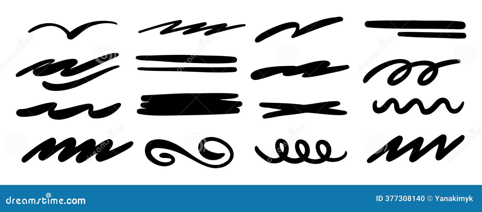 Line Highlight Brush, Text Emphasis, Underline Brush. Hand Drawn ...