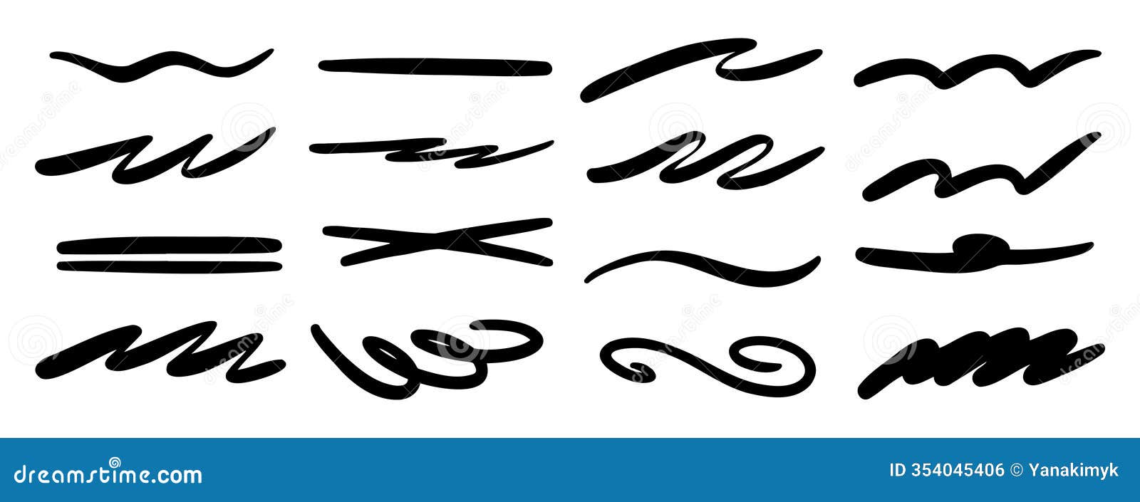 Line Highlight Brush, Text Emphasis, Underline Brush. Hand Drawn ...