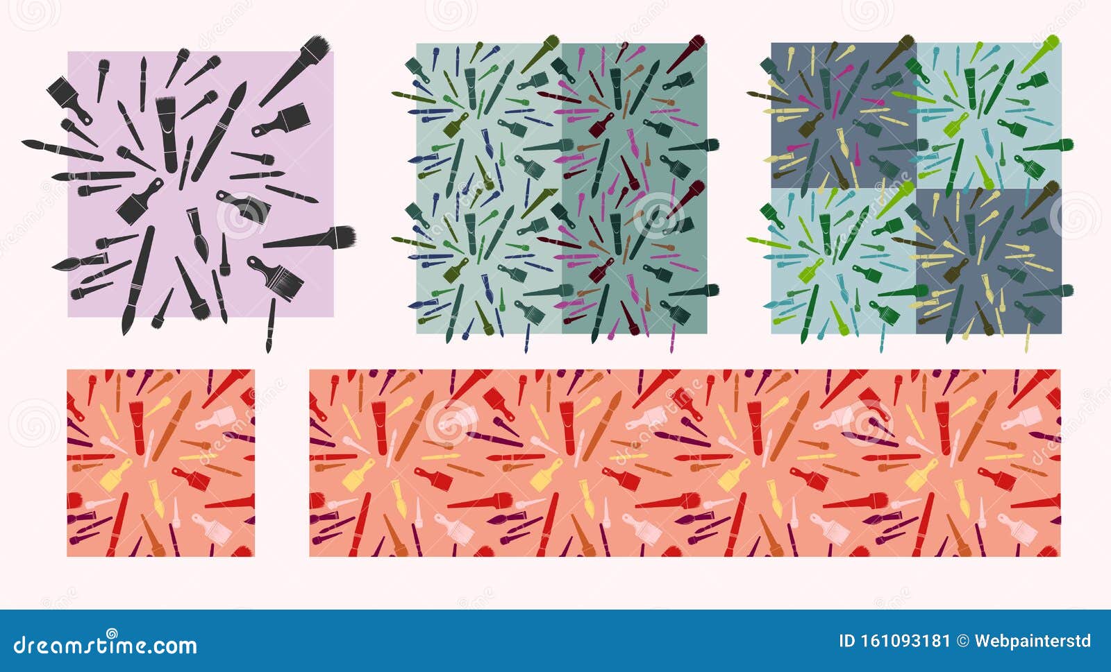 Brush Set Pattern. Background Design Element for Wallpaper, Fabrics ...