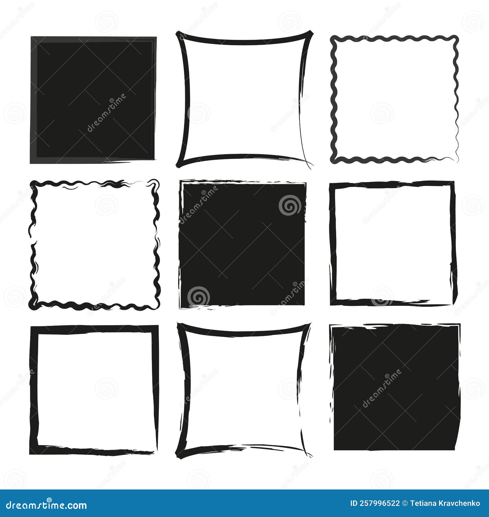 Brush Squares. Grunge Shape. Design Element. Strok Frame. Vector ...