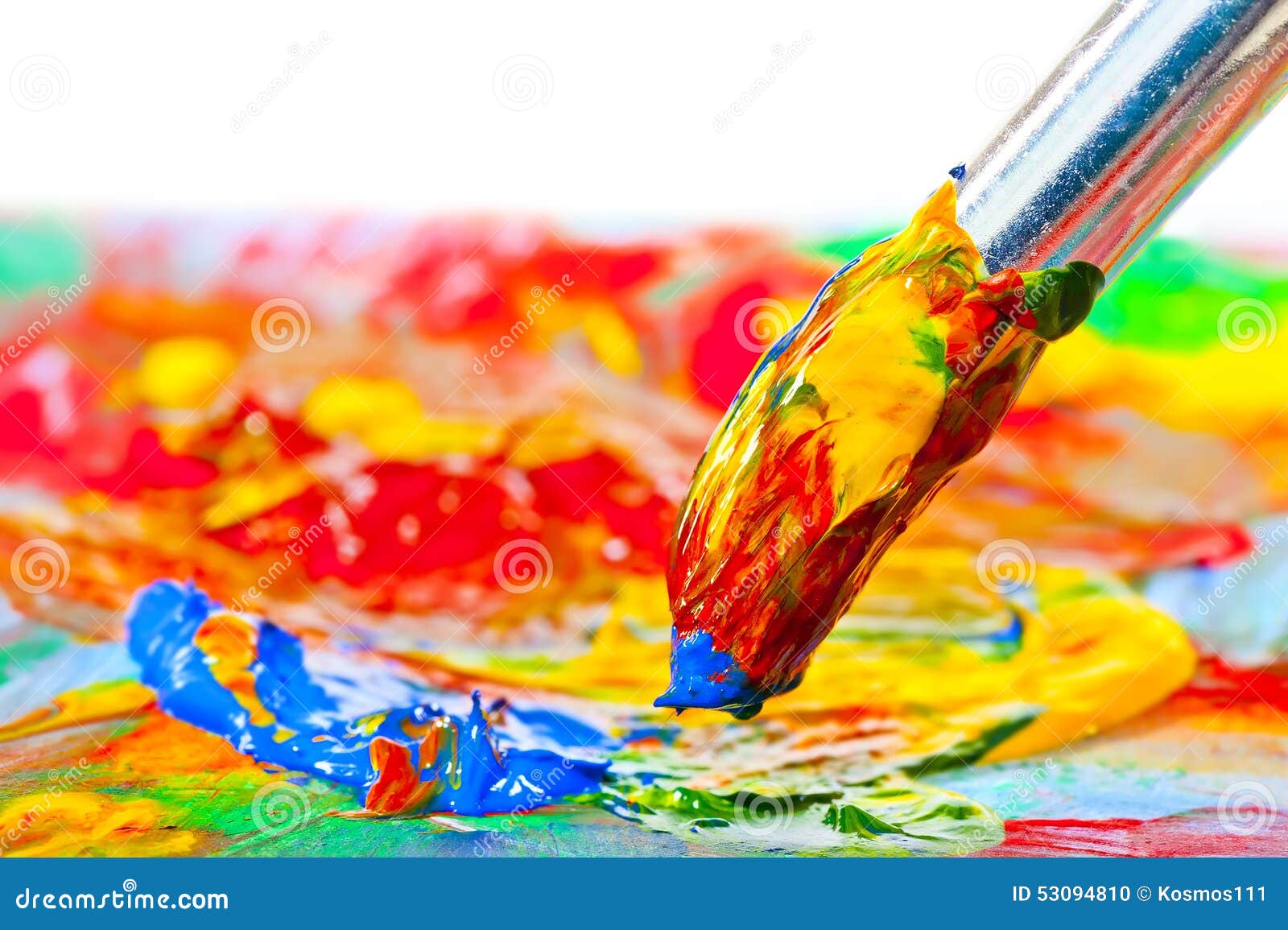 Brush Stained with Acrylic Paints Stock Photo - Image of creativity ...