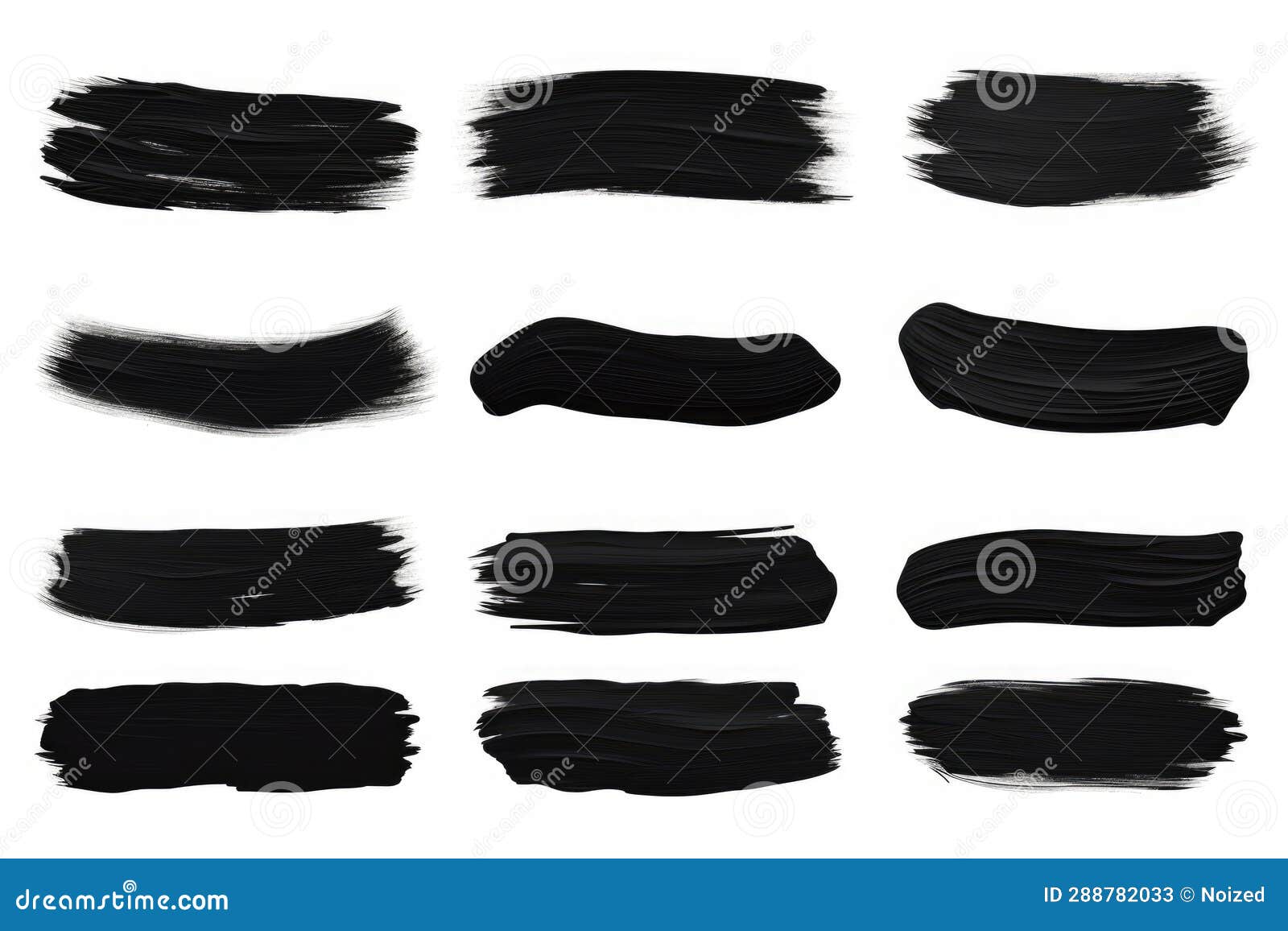 Brush Stokes, Black, Textured Stock Illustration - Illustration of ...