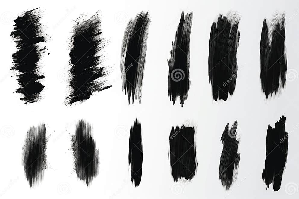 Brush Stokes, Black, Textured Stock Illustration - Illustration of ...