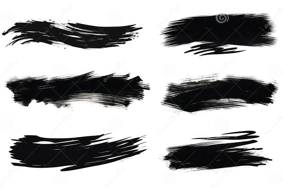 Brush Stokes, Black, Textured Stock Illustration - Illustration of ...