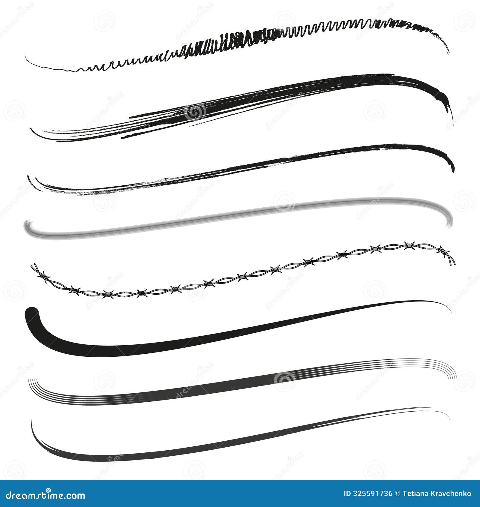 Brush Stroke Collection. Varied Line Styles. Artistic Vector Set Stock ...
