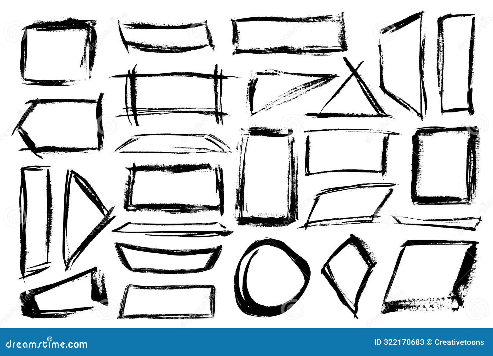 Brush Stroke Empty Boxes for Highlight. Grunge Black Brush Stroke ...