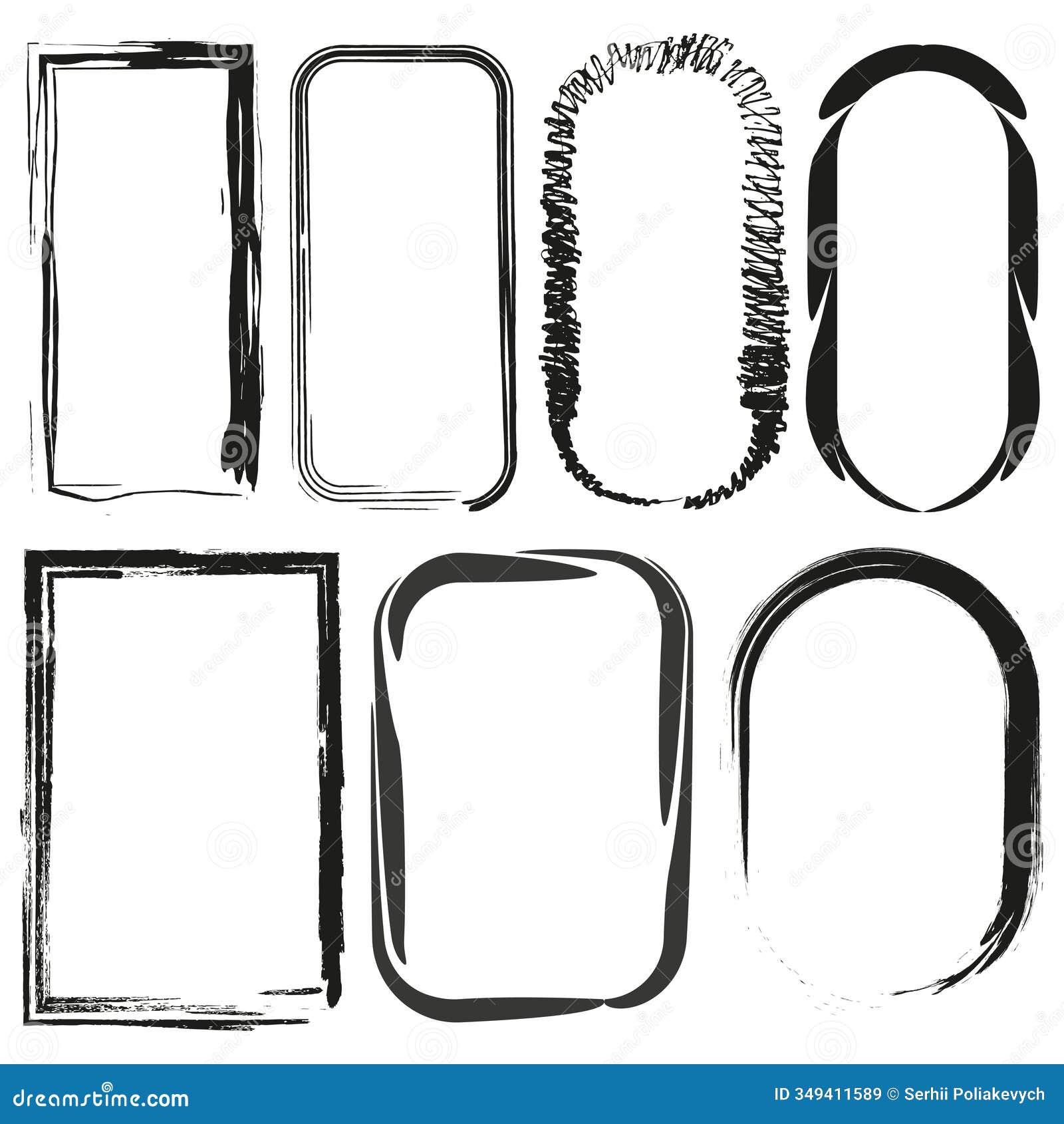 Brush Stroke Frames. Abstract Border Design. Artistic Black Shapes ...