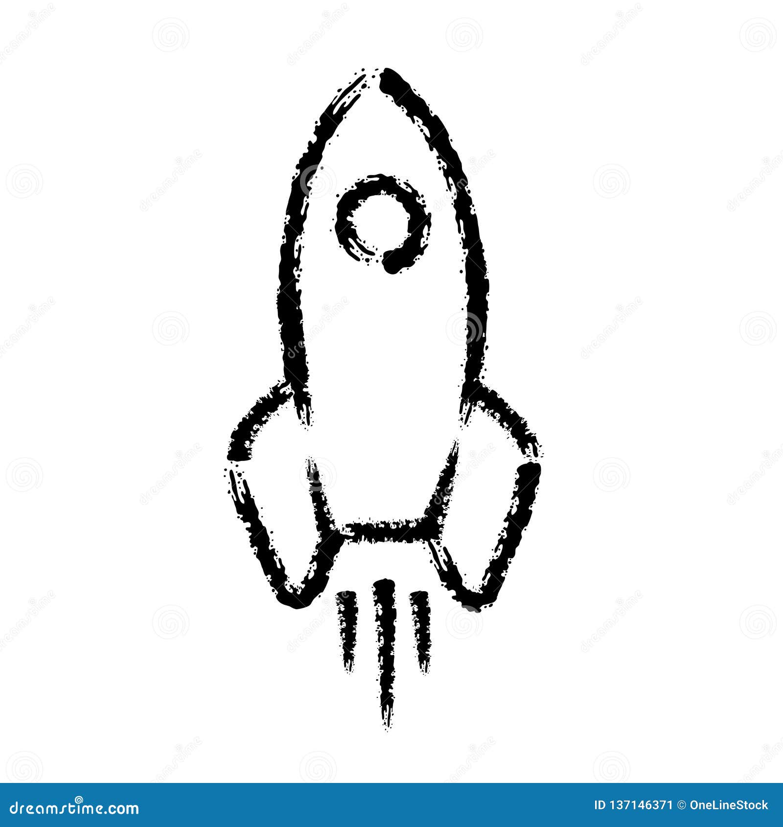 Brush Stroke Hand Drawn Vector Icon of Rocket Stock Illustration ...