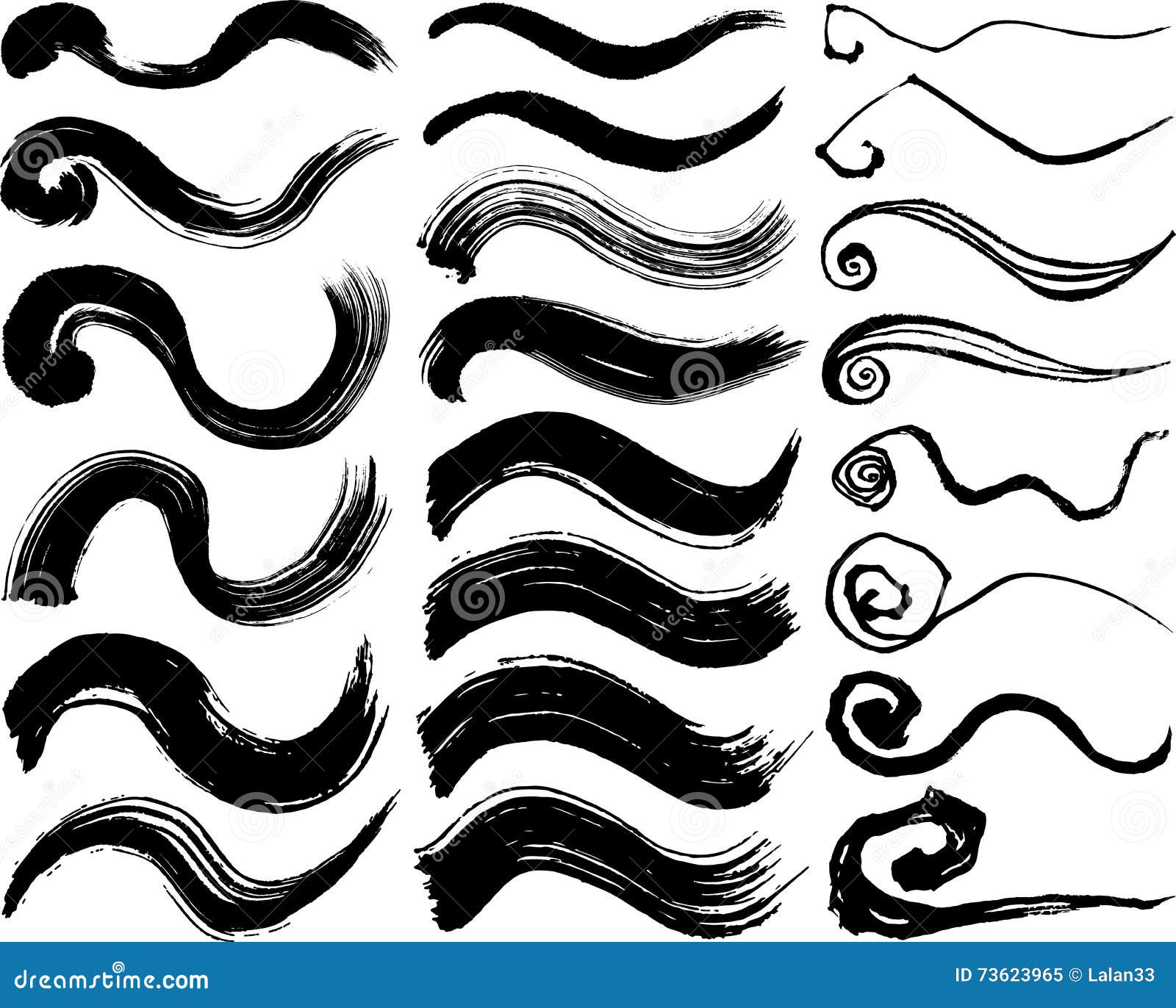 Brush Stroke Illustrations. Hand Drawn Curve Shapes. Stock Vector ...