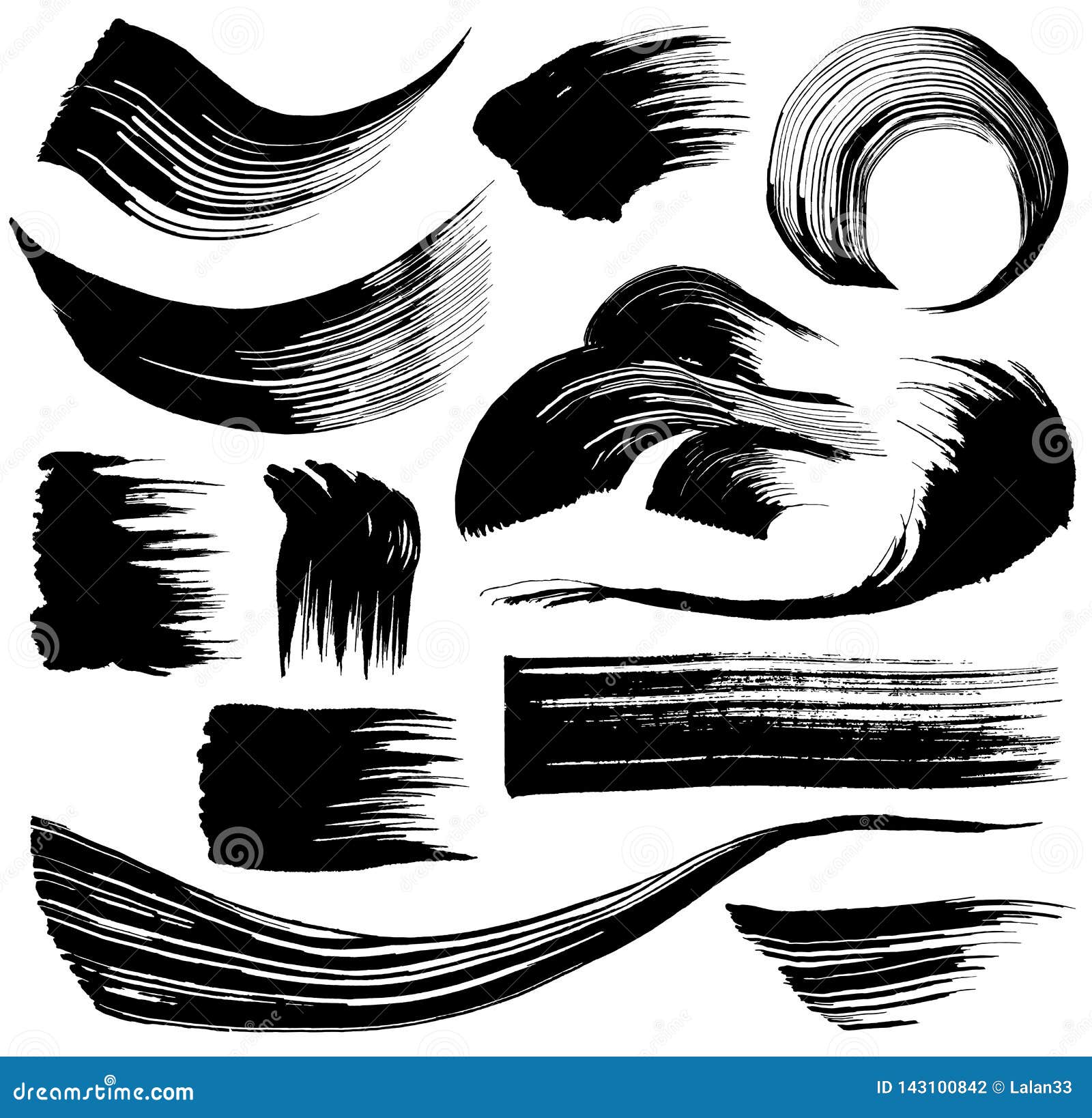 Brush Stroke Illustrations. Hand Drawn Shapes. Stock Vector ...