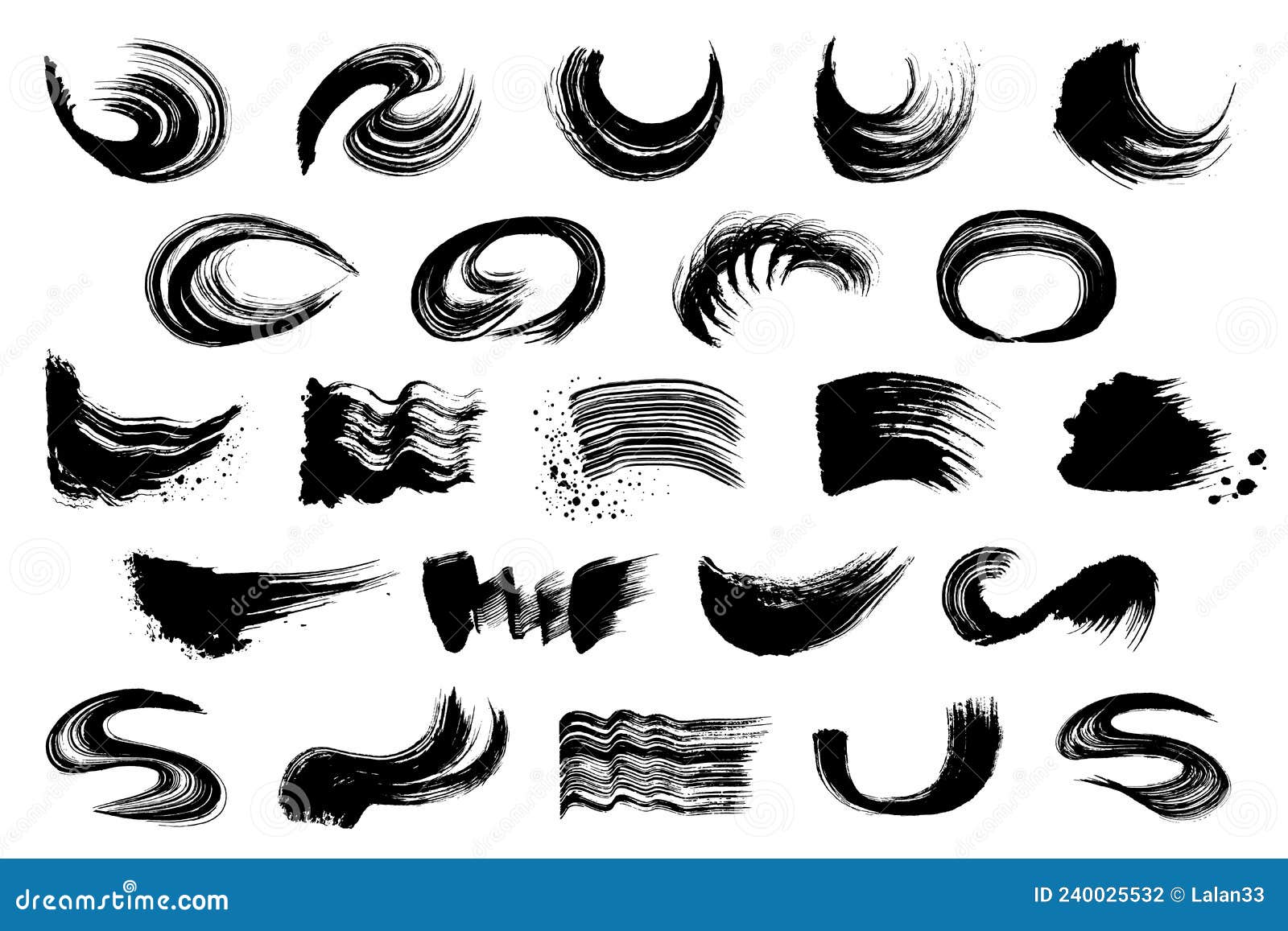 Brush Stroke Illustrations. Hand Drawn Shapes. Stock Vector ...