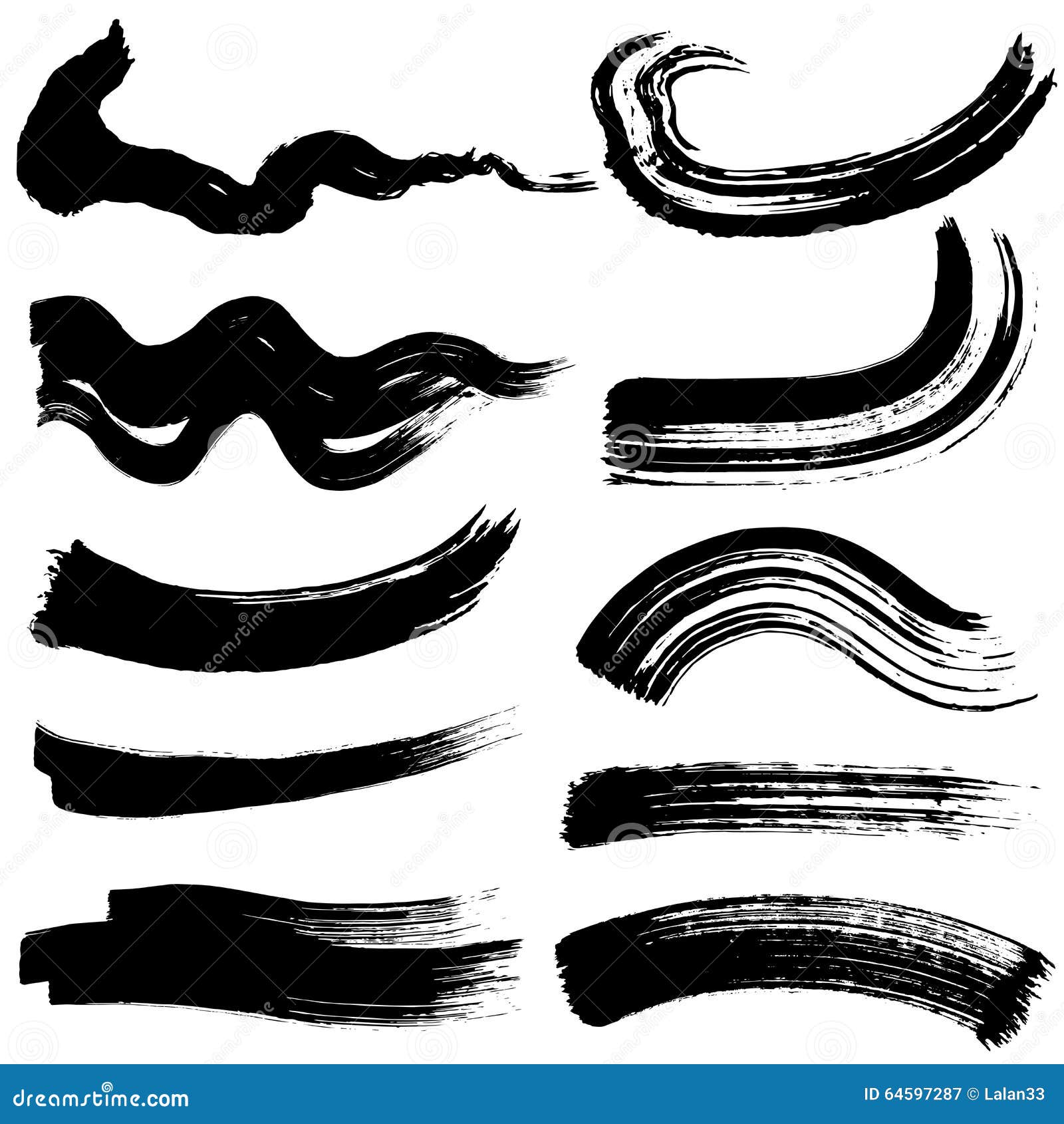 Brush Stroke Illustrations. Hand Drawn Shapes. Stock Vector ...