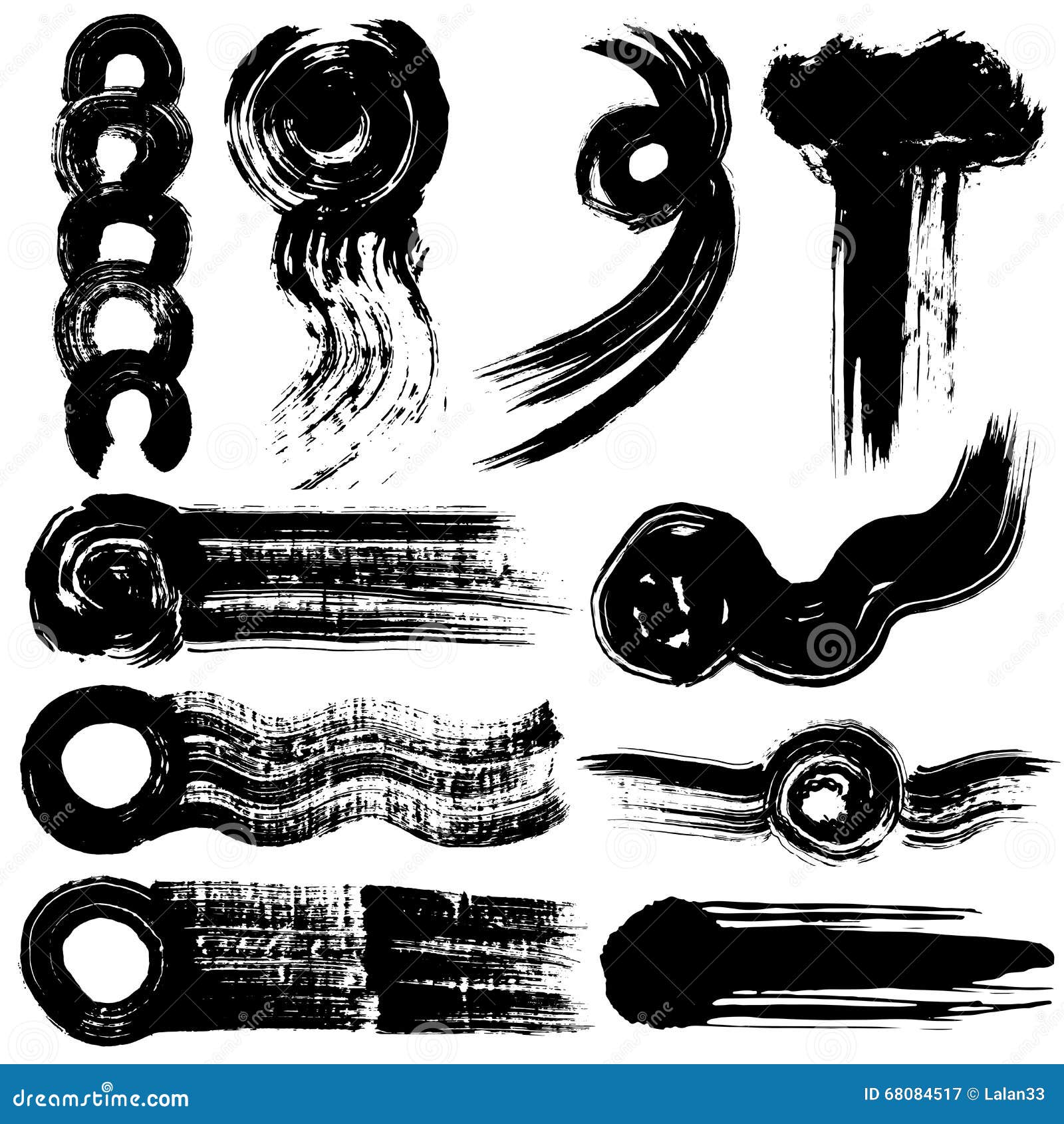 Brush Stroke Illustrations. Hand Drawn Shapes. Stock Vector ...