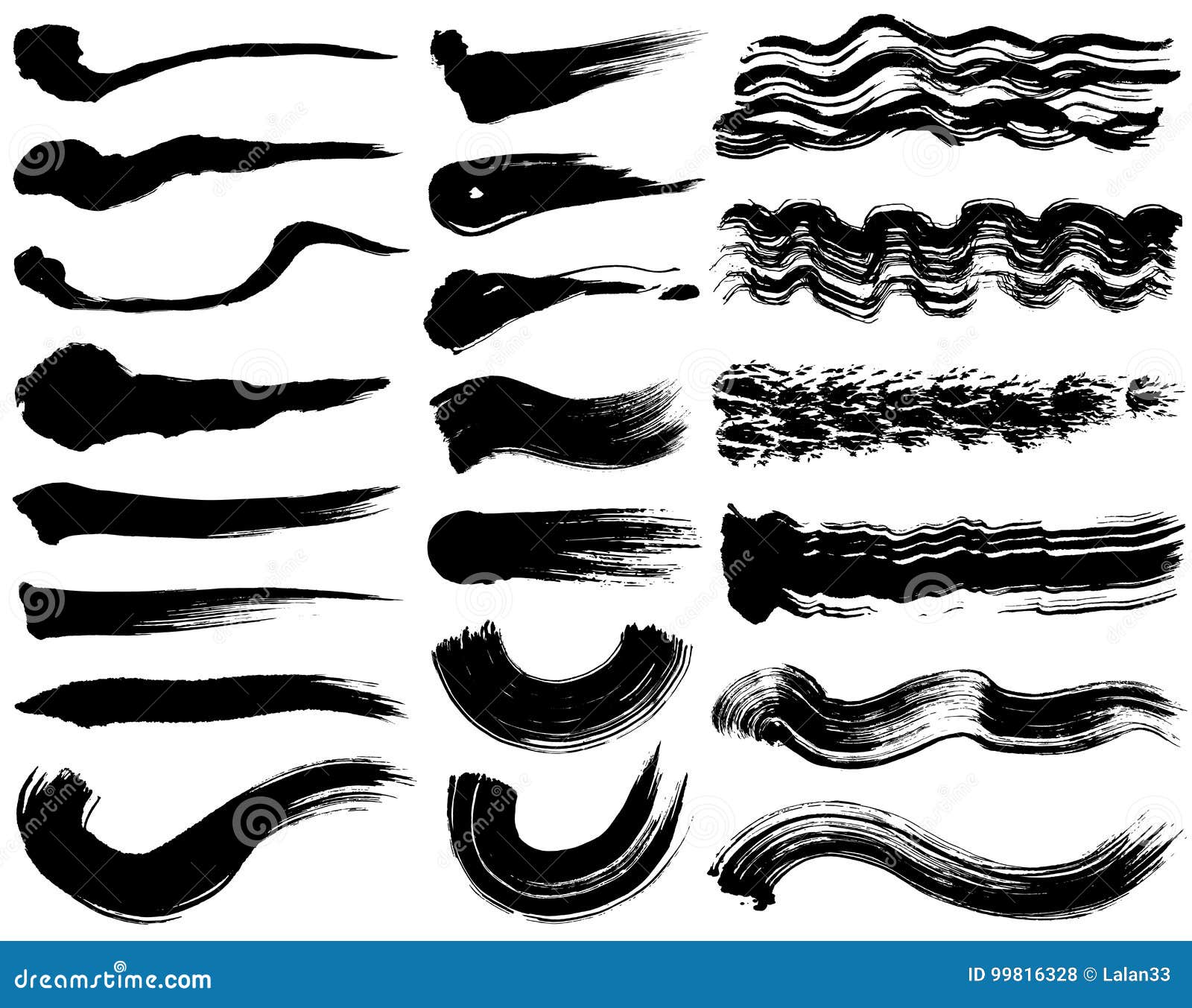 Brush Stroke Illustrations. Hand Drawn Shapes. Stock Vector ...