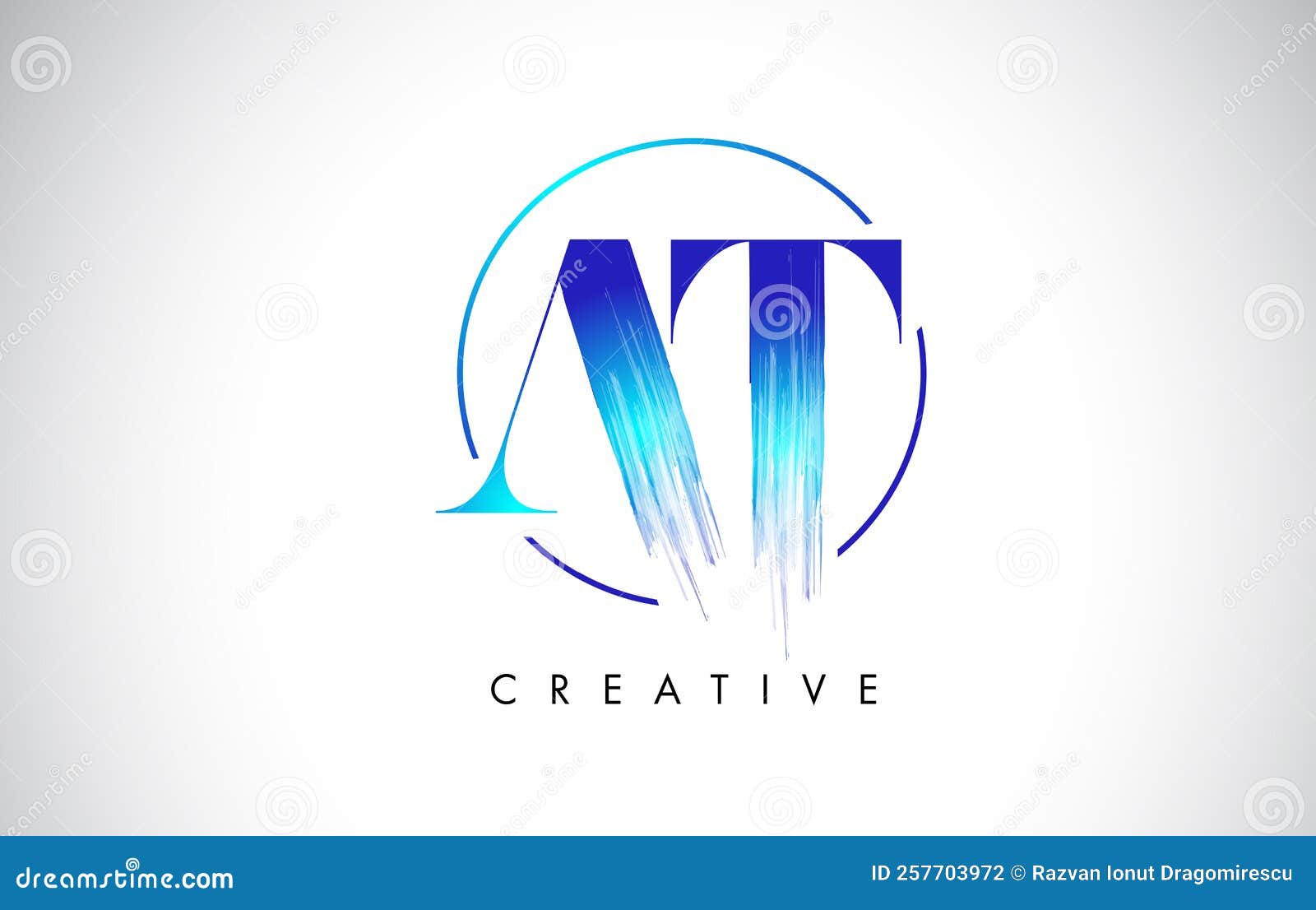 At Brush Stroke Letter Logo Design. Blue Paint Logo Leters Icon Stock ...