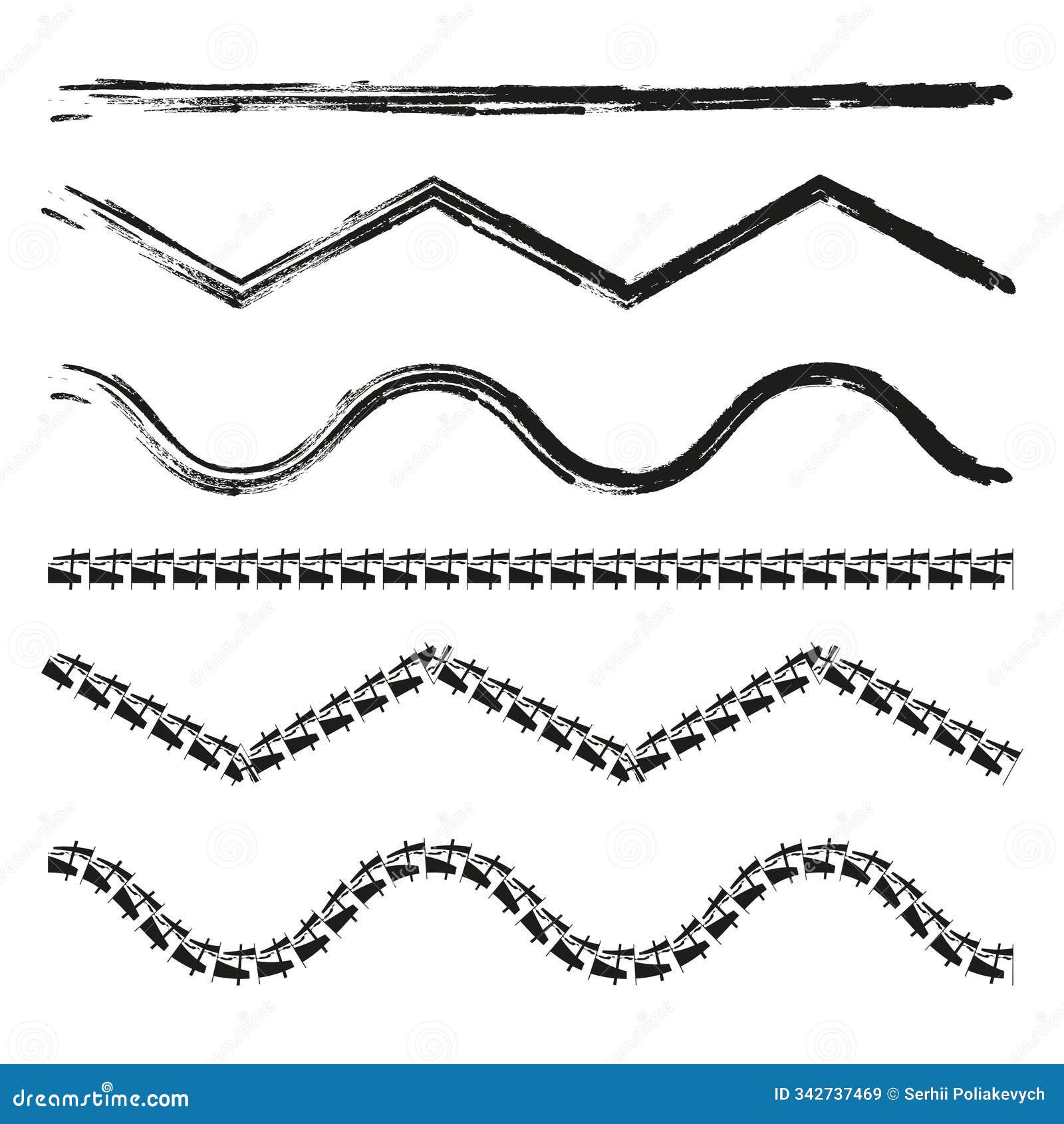 Brush Stroke Lines. Grunge Wave Border. Zigzag Sketch Pattern. Textured ...