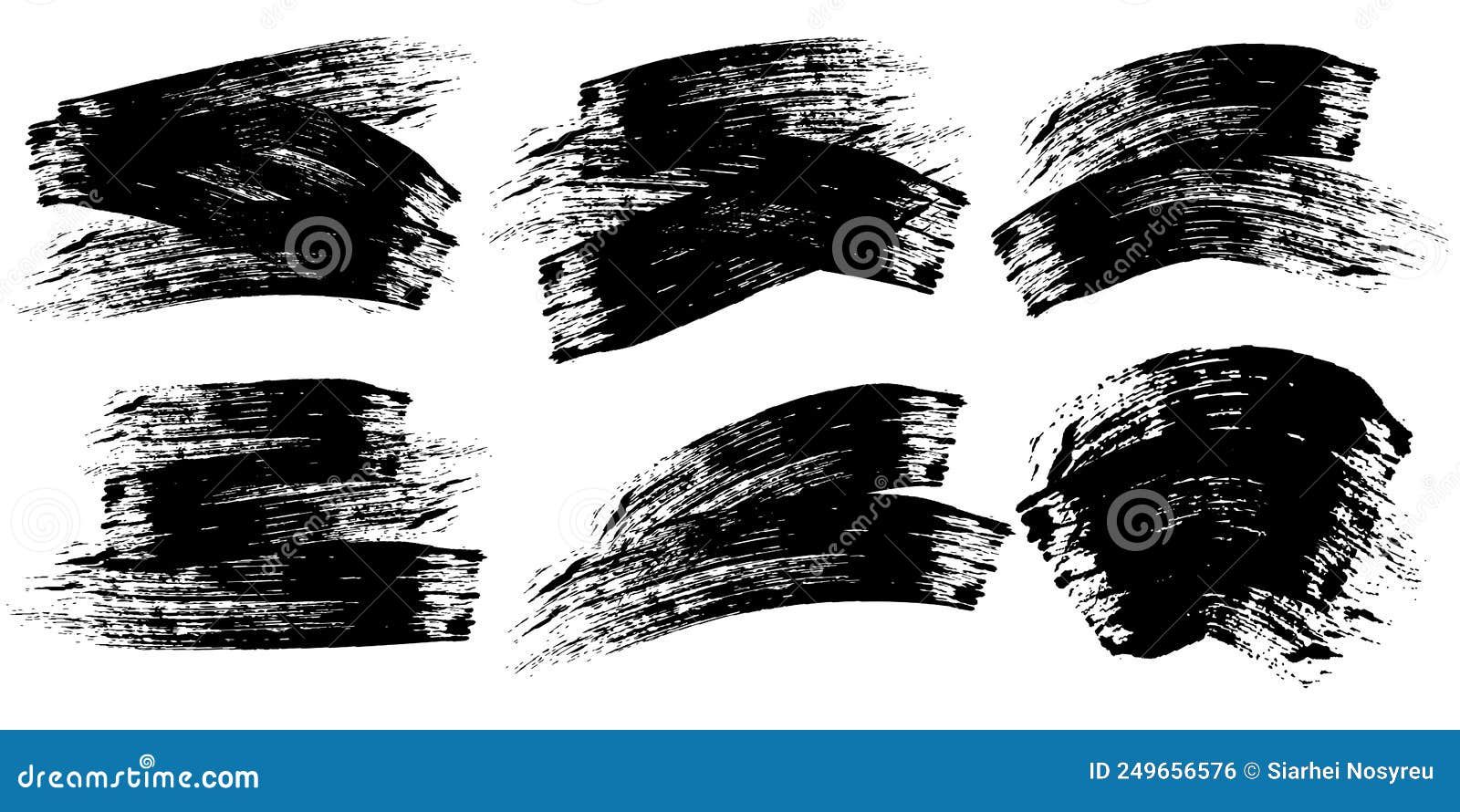 Brush Strokes Ink Paint, Set of Grunge Design Elements. Vector ...