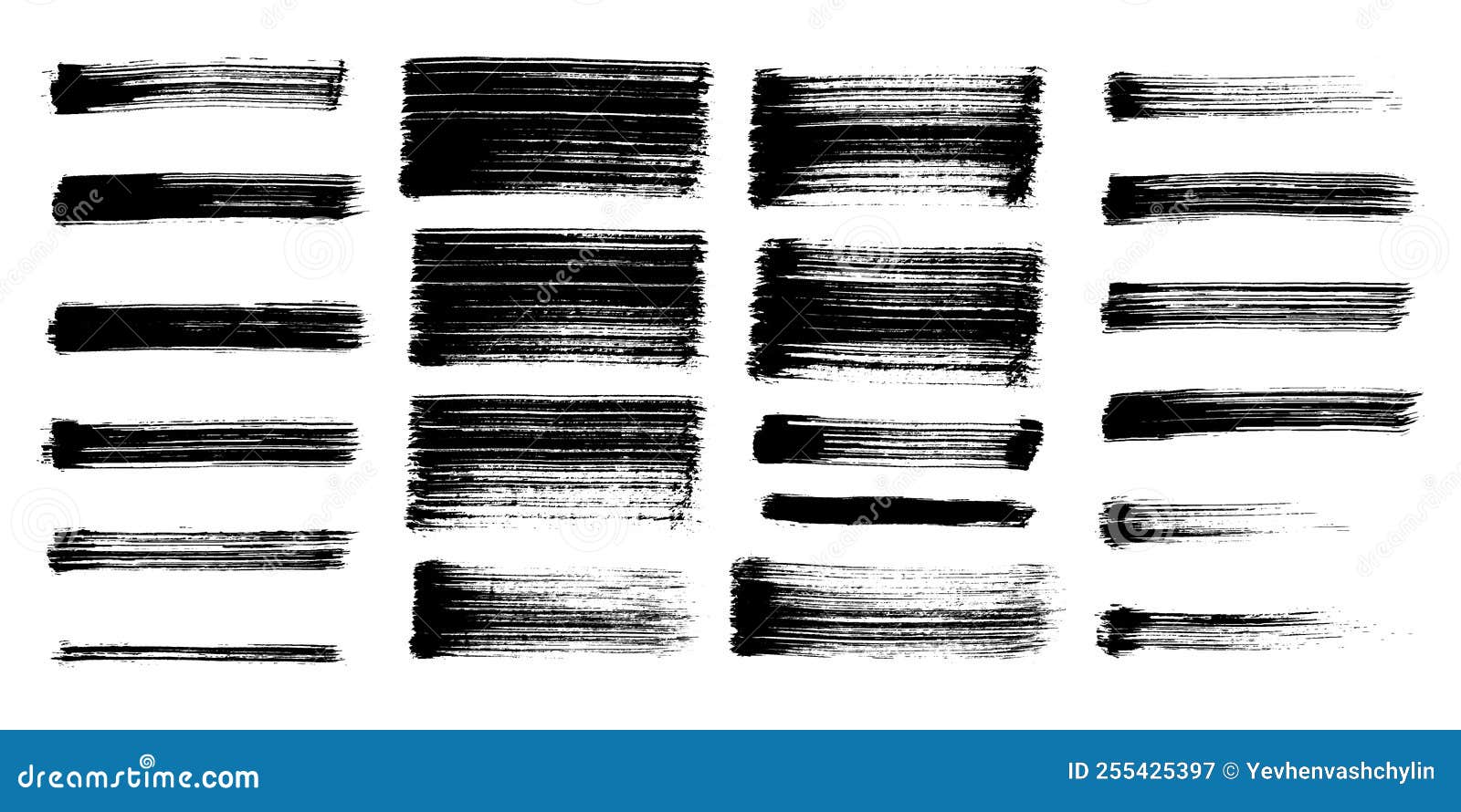 Brush Strokes Set Hand Drawn Scribble Abstract Vector Illustration ...