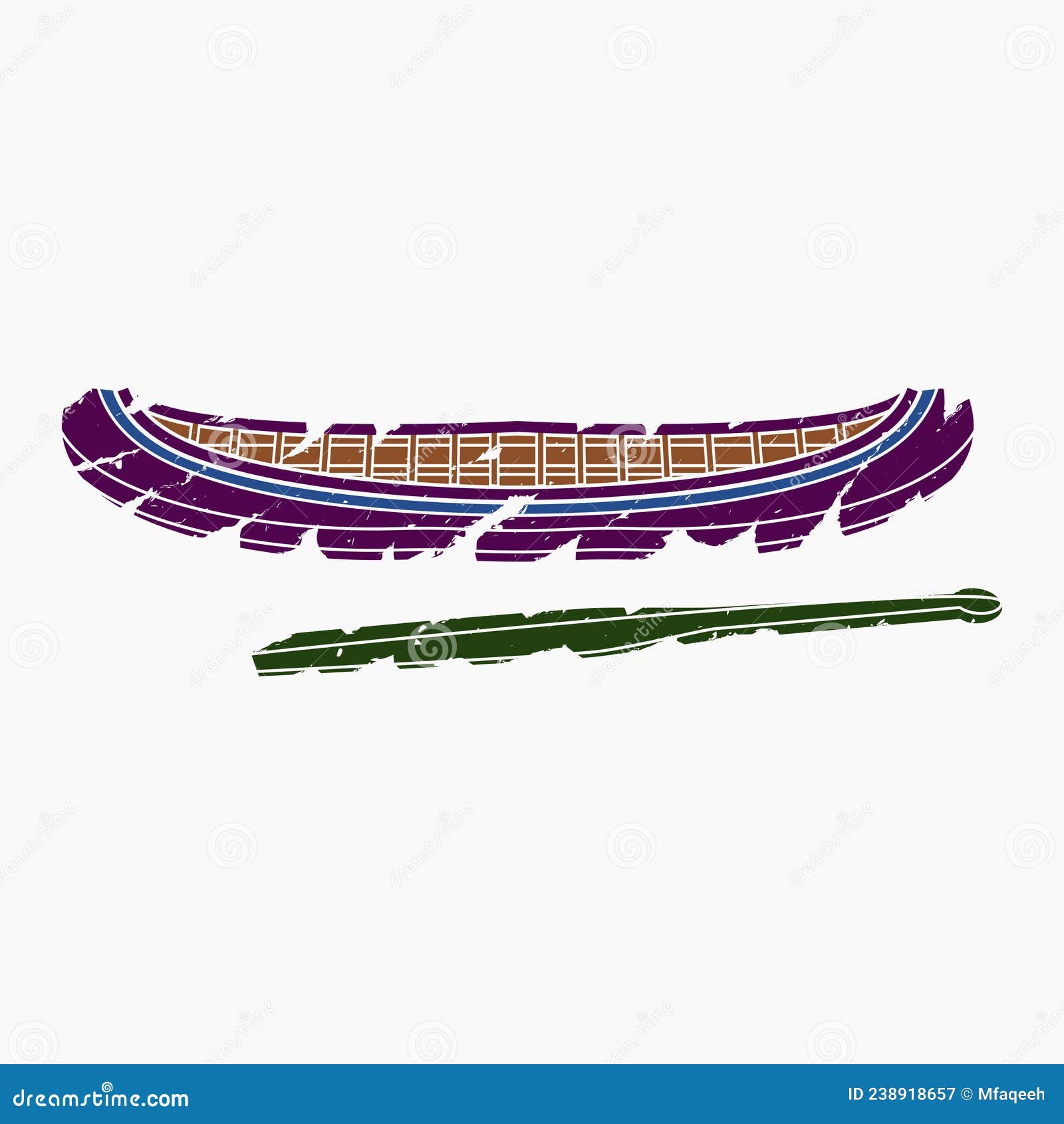 Brush Strokes Style Native American Canoe and Paddle Vector ...
