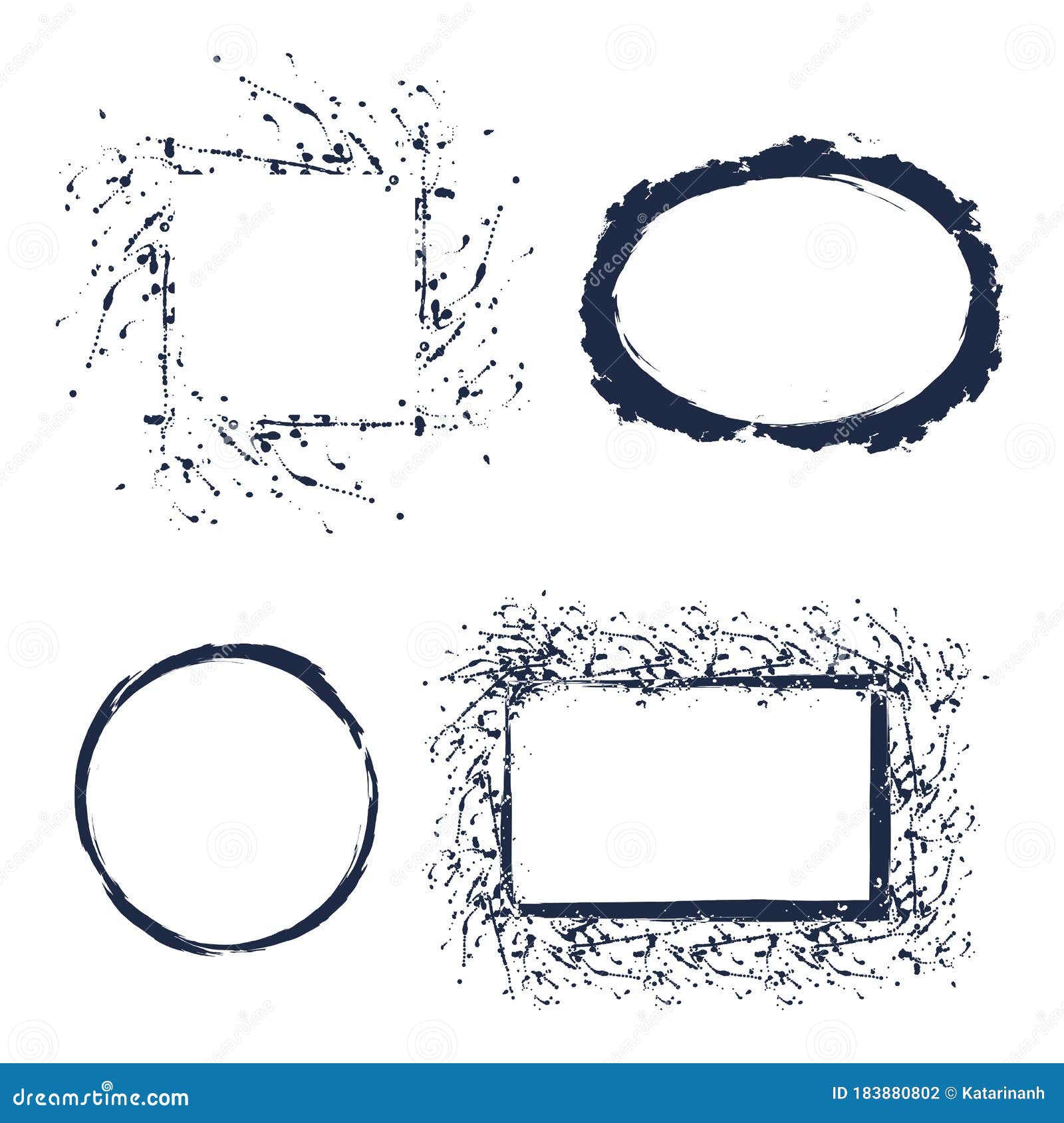 Brush Strokes Text Boxes. Grunge Design Elements. Frames Set. Dirty ...