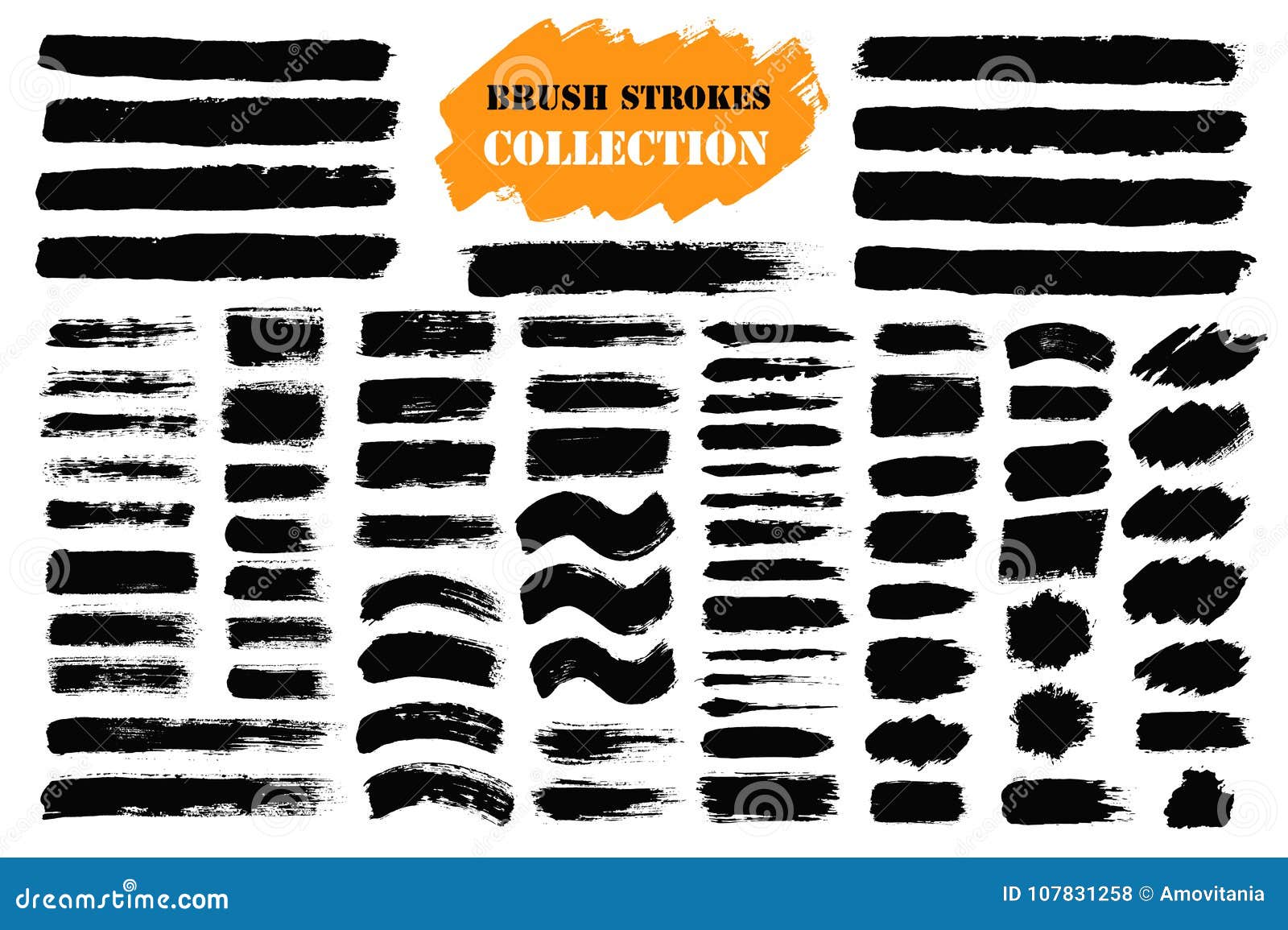 Brush strokes text boxes stock vector. Illustration of round - 107831258