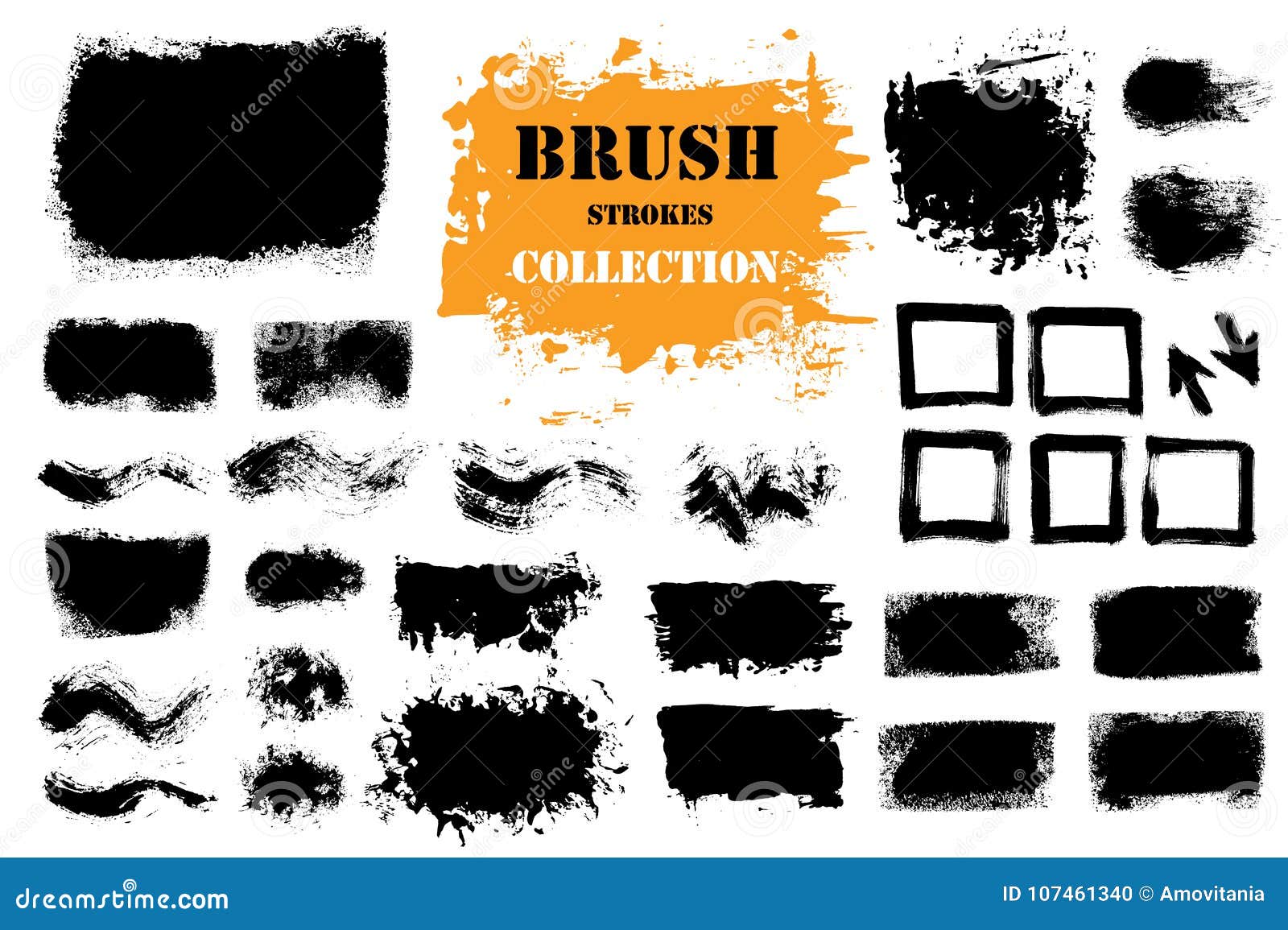 Brush strokes text boxes stock vector. Illustration of dirty - 107461340
