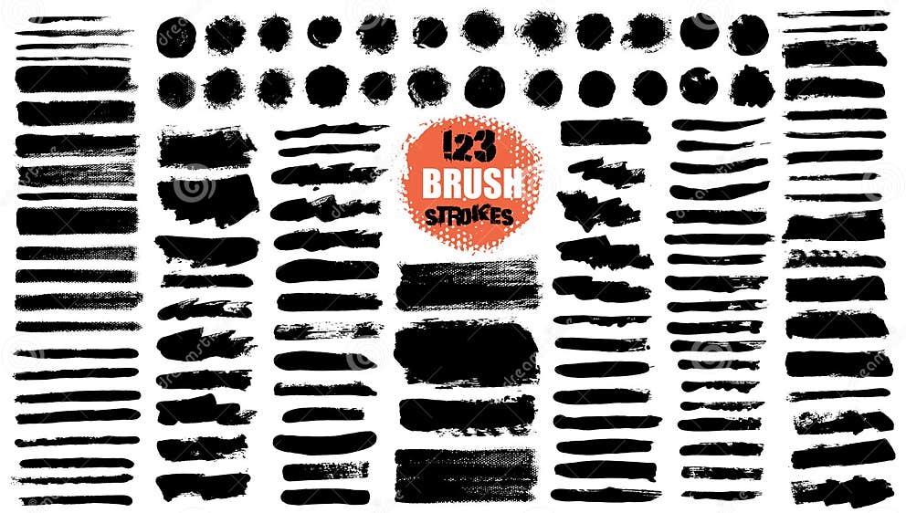 Brush Strokes Vector Bundle. Set of Round and Rectangle Text Boxes ...