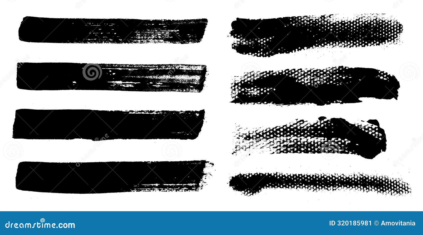 Brush Strokes Vector. Painted Rectangles and Long Strokes Stock Vector ...