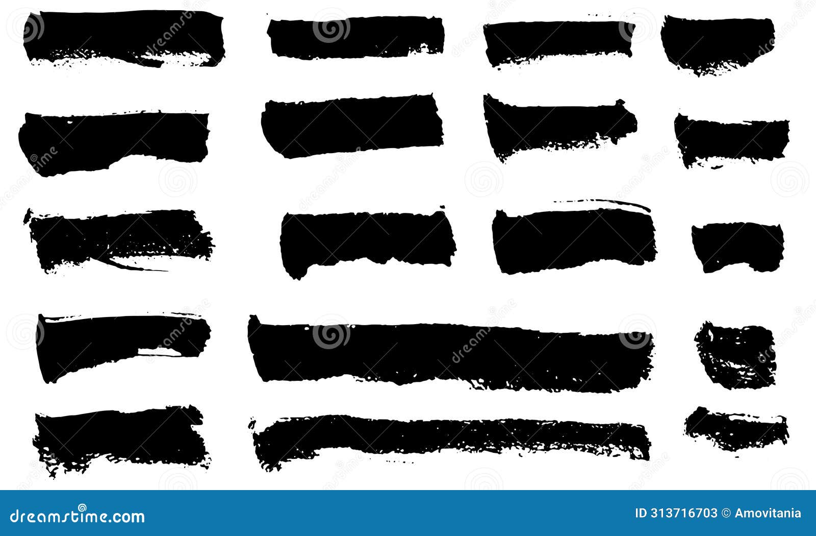 Brush Strokes Vector. Rectangular Painted Objects Stock Vector ...
