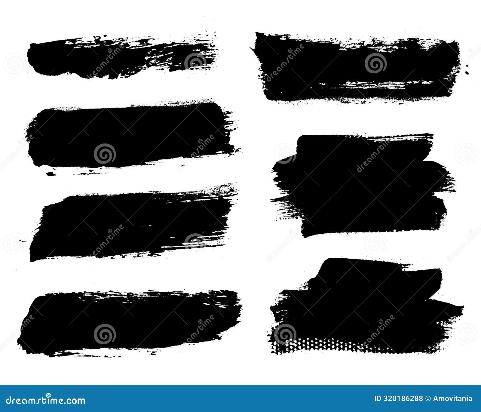 Brush Strokes Vector. Painted Rectangles and Long Strokes Stock Vector ...