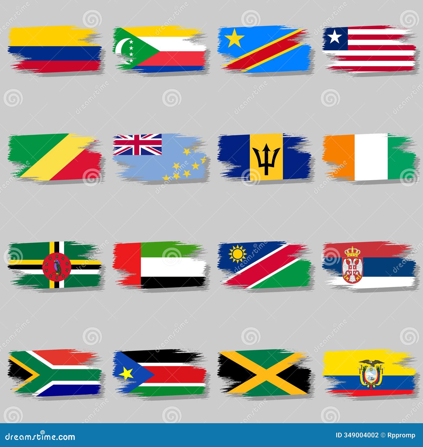 Brush Style Selection of National Countries Stock Illustration ...