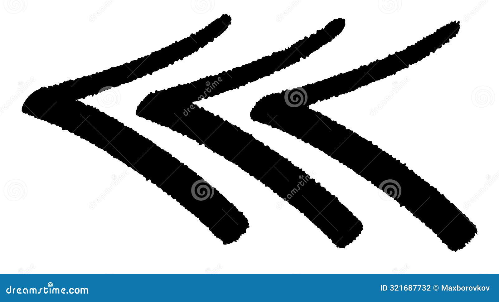 Brush-Styled Multiple Right Arrows With Shaded Lines Cartoon Vector ...