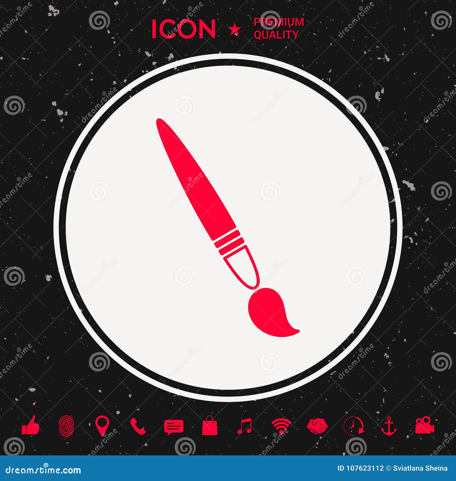 Brush symbol icon stock vector. Illustration of artistic - 107623112