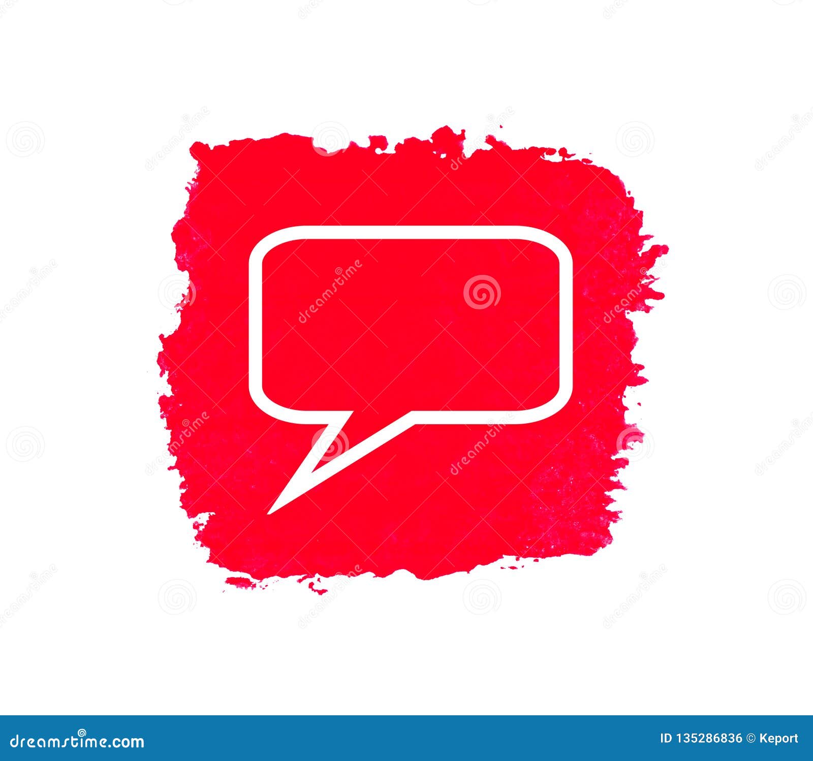 Brush Texture Red and Symbol of Speech Bubble Stock Illustration ...