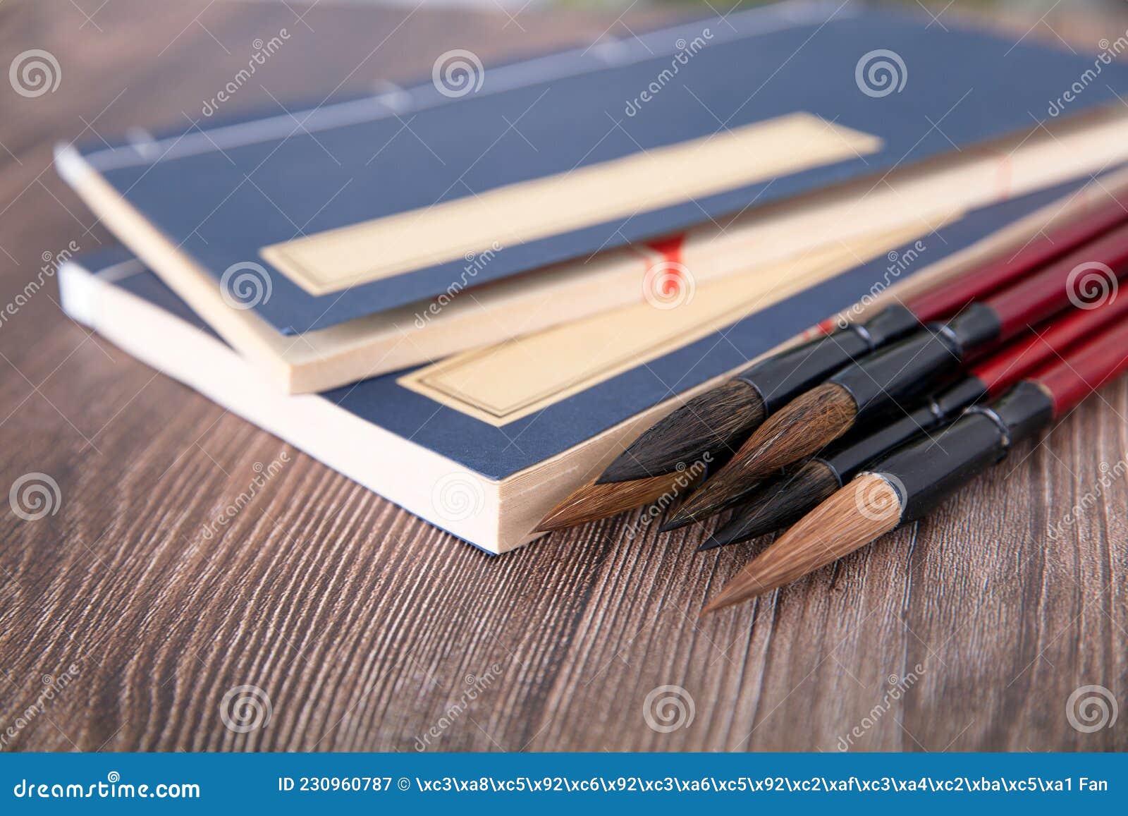 Brush and Thread Bound Books Stock Image - Image of education, oriental ...