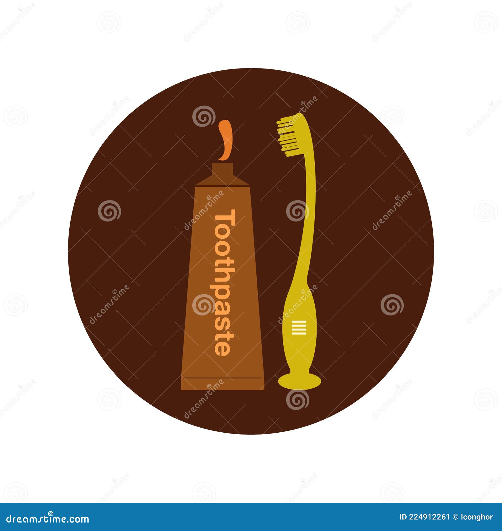 Brush and Toothpaste Icon. stock vector. Illustration of toothpaste - 224912261